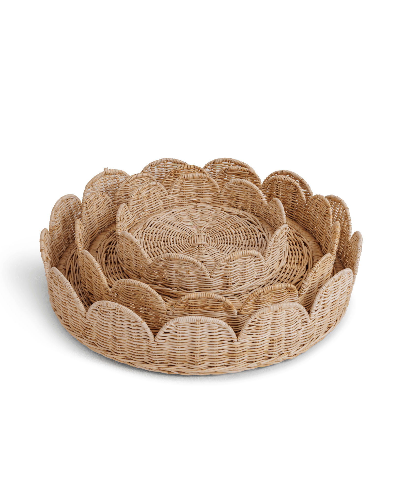 Round Wicker Tray | Scallop Round Tray | Zaara's Market