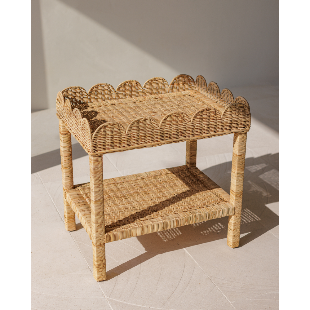 Scallop Side Table | Wicker Side Table | Zaara's Market